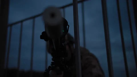 Soldier with sniper rifle with night vis... | Stock Video | Pond5