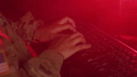 Soldier Typing Quickly On Keyboard In Co... | Stock Video | Pond5