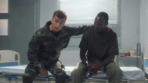 Soldier in Uniform Supporting Friend dur... | Stock Video | Pond5