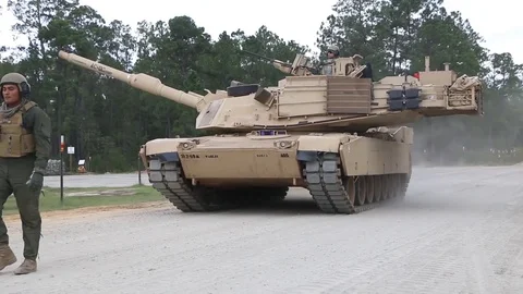 Soldiers aboard M1A1-SA Abrams conduct t... | Stock Video | Pond5