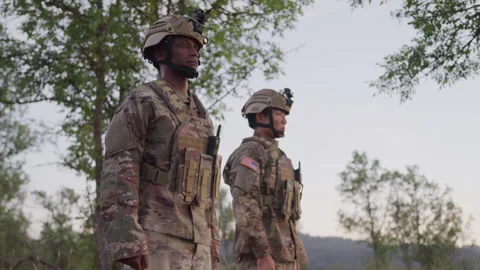 Soldiers on Deployment Standing in a Fie... | Stock Video | Pond5