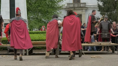 Soldiers dragging Jesus to the cross | Stock Video | Pond5