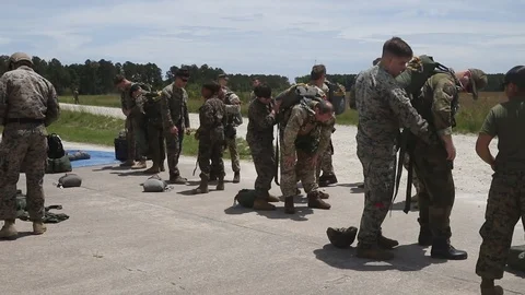 Soldiers execute a static line jump duri... | Stock Video | Pond5