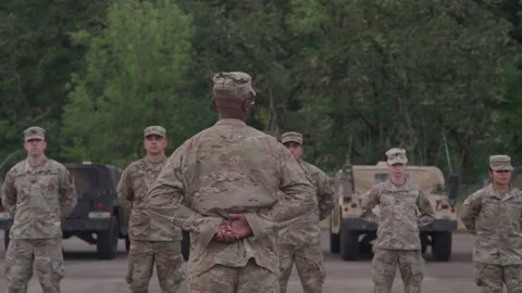 Soldiers in Formation Listening to Their... | Stock Video | Pond5