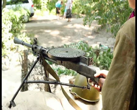 Soldiers make a shot from machine gun wo... | Stock Video | Pond5