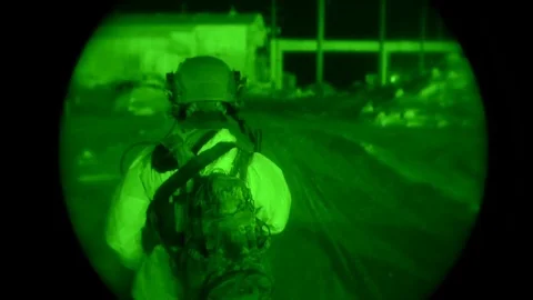 Soldiers patrolling with night vision go... | Stock Video | Pond5