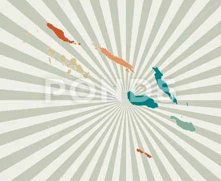Solomon Islands map. Poster with map of the country in retro color ...