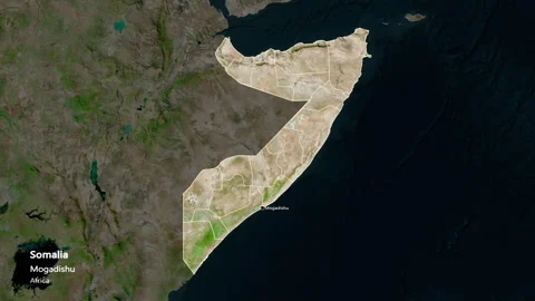 Somalia map - solid. Regions. Satellite.... | Stock Video | Pond5