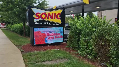 Sonic America's Drive In Restaurant Sign... | Stock Video | Pond5