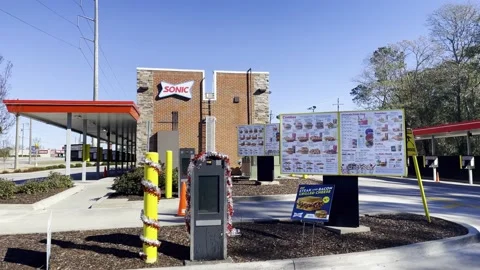 Sonic fast food drive up restaurant driv... | Stock Video | Pond5