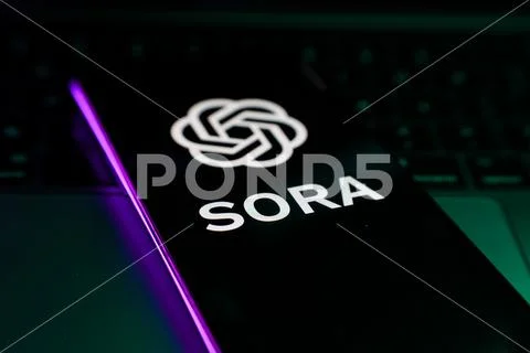 Sora OpenAi new text to video AI model. Sora and Openai logo on screen ...