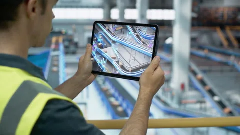 Sorting Center Worker Using Tablet with ... | Stock Video | Pond5