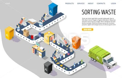Sorting waste vector website landing page design template Illustration ...