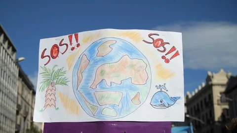 SOS World Poster on a Demonstration due ... | Stock Video | Pond5
