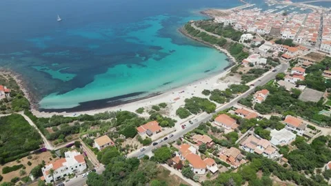 Sotto Torre Beach at Calasetta Beach Tow... | Stock Video | Pond5