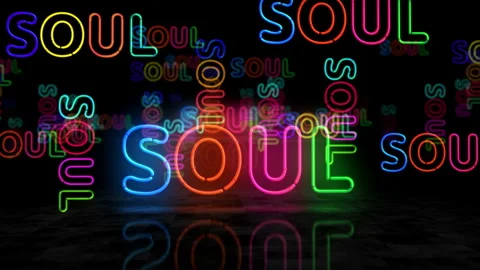 Soul music symbol glowing neon 3d lights | Stock Video | Pond5