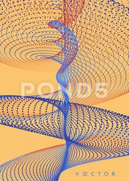 Sound waves. Big data visualization. Array with dynamic particles ...