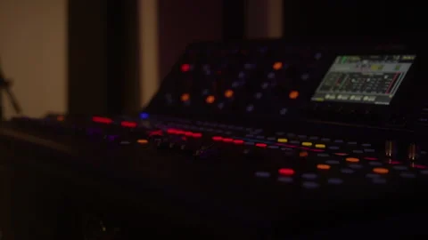 Soundboard in Dark Room with Light up Bu... | Stock Video | Pond5