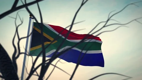 South Africa flag flying on a pole in su... | Stock Video | Pond5