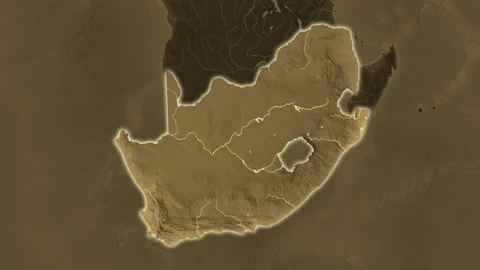 South Africa map - extract. Glow. Sepia.... | Stock Video | Pond5