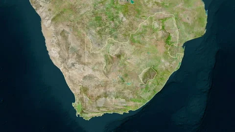 South Africa map - zoom. Border. Satelli... | Stock Video | Pond5