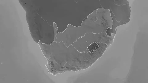 South Africa map - zoom. Regions. Graysc... | Stock Video | Pond5