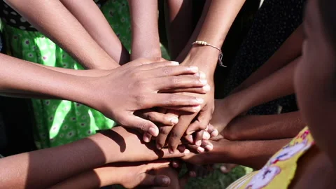 South Asian Indian Girls Stack Hands | Stock Video | Pond5