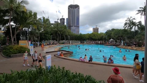 South Bank Parkland Brisbane swimming po... | Stock Video | Pond5