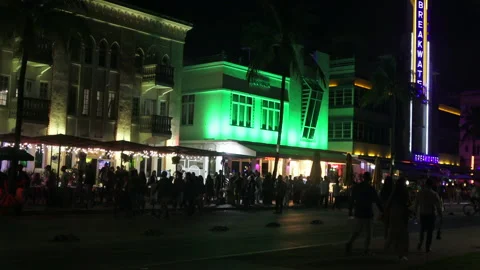 South Beach Miami night club street at... | Stock Video | Pond5