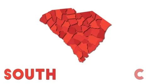 South Carolina map showing regions. Anim... | Stock Video | Pond5