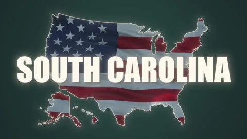 South Carolina state text with USA map f... | Stock Video | Pond5