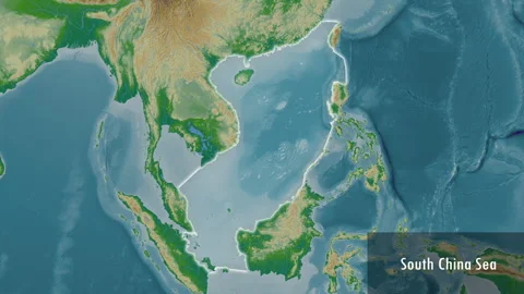 South China Sea without sub-basins. Phys... | Stock Video | Pond5