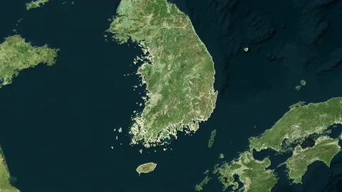 South Korea map - zoom. Regions. Satelli... | Stock Video | Pond5