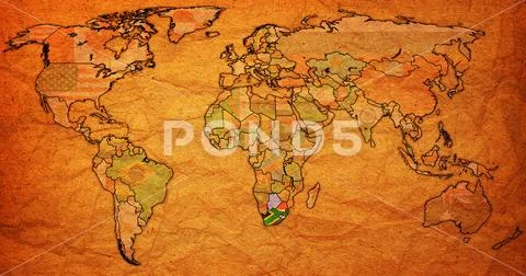 Southern African Customs Union territory on world map: Royalty Free ...