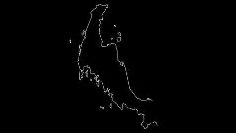 Southern region map of Thailand outline ... | Stock Video | Pond5