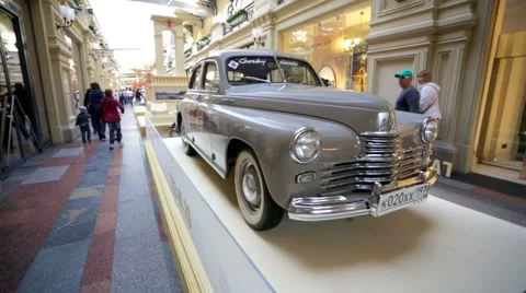 Soviet retro car GAZ-20 "Pobeda" inside ... | Stock Video | Pond5