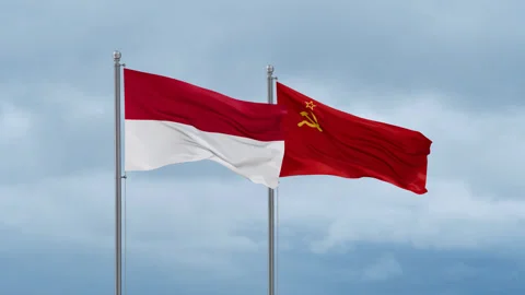 Soviet Union and Indonesia flag | Stock Video | Pond5