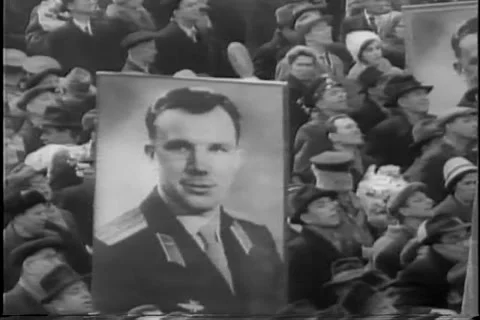 Soviets hail space hero - Yuri Gagarin t... | Stock Video | Pond5