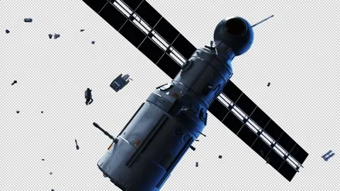 space debris flying in space in orbit of... | Stock Video | Pond5