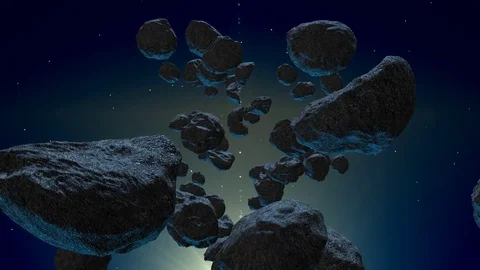 space fantasy asteroid shower background | Stock Video | Pond5