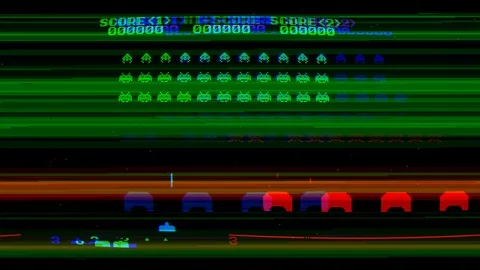 space invaders computer game arcade gami... | Stock Video | Pond5