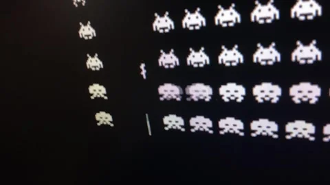 space invaders screen. arcade video game... | Stock Video | Pond5