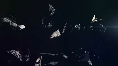 Space Junk Floating in Space - Abandoned... | Stock Video | Pond5
