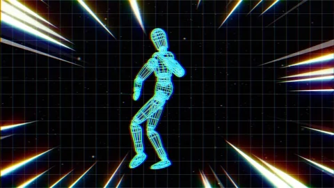 Space robot breakdancer retro glitch 80s... | Stock Video | Pond5