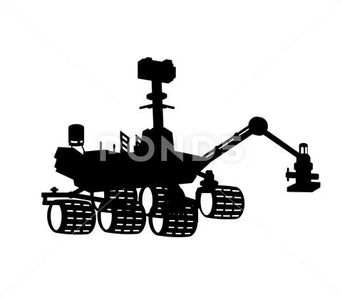 Space rover silhouette. Isolated black robot. Aerospace mars vehicle ...