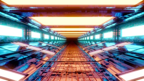 Space ship corridor interior animation | Stock Video | Pond5