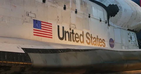 Space Shuttle with American Flag at Air ... | Stock Video | Pond5