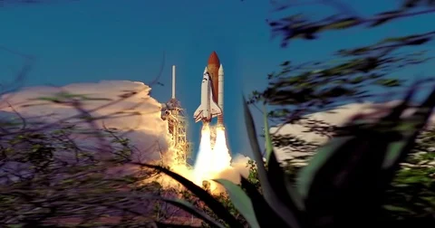 Space Shuttle Launch View Through Trees ... | Stock Video | Pond5