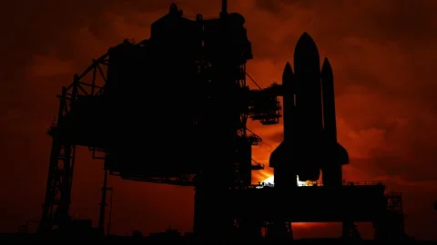 Space Shuttle Nasa Silhouette Rocket Spa... | Stock Video | Pond5