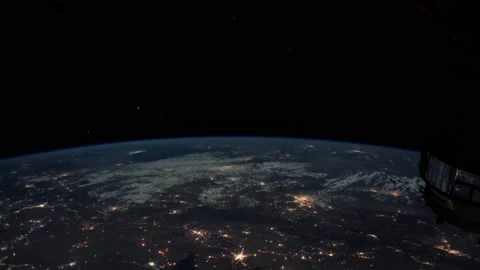 Space View In Orbit Of Illuminated Conti... | Stock Video | Pond5